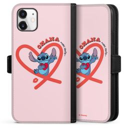 DeinDesign iPhone 11 Handy Klapph&uuml;lle Handyh&uuml;lle aus Kunst Leder schwarz Flip Case Heart Lilo & Stitch Disney Sideflip mit Lasche