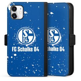 DeinDesign iPhone 11 Handy Klapph&uuml;lle Handyh&uuml;lle aus Kunst Leder schwarz Flip Case S04 Fc Schalke 04 Logo Sideflip mit Lasche