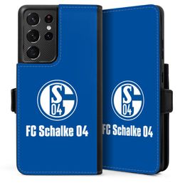 DeinDesign Galaxy S21 Ultra 5G Handy Klapph&uuml;lle Handyh&uuml;lle aus Kunst Leder schwarz Flip Case Fc Schalke 04 Official Licensed Product Logo Sideflip mit Lasche