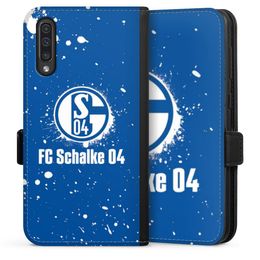 DeinDesign Galaxy A50 Handy Klapph&uuml;lle Handyh&uuml;lle aus Kunst Leder schwarz Flip Case S04 Fc Schalke 04 Logo Sideflip mit Lasche