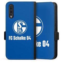 DeinDesign Galaxy A50 Handy Klapph&uuml;lle Handyh&uuml;lle aus Kunst Leder schwarz Flip Case Fc Schalke 04 Official Licensed Product Logo Sideflip mit Lasche