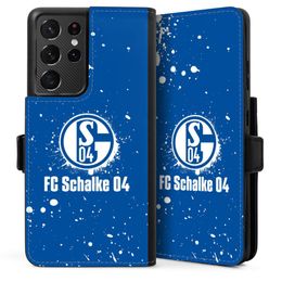 DeinDesign Galaxy S21 Ultra 5G Handy Klapph&uuml;lle Handyh&uuml;lle aus Kunst Leder schwarz Flip Case S04 Fc Schalke 04 Logo Sideflip mit Lasche