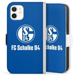 DeinDesign iPhone 12 mini Handy Klapph&uuml;lle Handyh&uuml;lle aus Kunst Leder wei&szlig; Flip Case Fc Schalke 04 Official Licensed Product Logo Sideflip mit Lasche