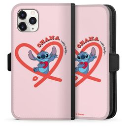 DeinDesign iPhone 11 Pro Handy Klapph&uuml;lle Handyh&uuml;lle aus Kunst Leder schwarz Flip Case Heart Lilo & Stitch Disney Sideflip mit Lasche