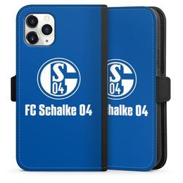 DeinDesign iPhone 11 Pro Handy Klapph&uuml;lle Handyh&uuml;lle aus Kunst Leder schwarz Flip Case Fc Schalke 04 Official Licensed Product Logo Sideflip mit Lasche