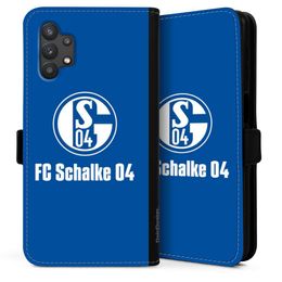 DeinDesign Galaxy A32 5G Handy Klapph&uuml;lle Handyh&uuml;lle aus Kunst Leder schwarz Flip Case Official Licensed Product Logo Fc Schalke 04 Sideflip mit langer Lasche