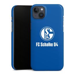 DeinDesign iPhone 14 Plus Handy Premium Case Smartphone Handyh&uuml;lle Schutzh&uuml;lle gl&auml;nzend Fc Schalke 04 Official Licensed Product Logo Premium Case
