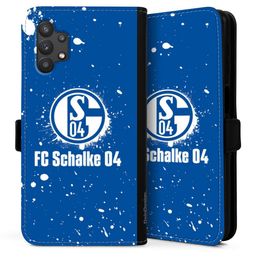 DeinDesign Galaxy A32 5G Handy Klapph&uuml;lle Handyh&uuml;lle aus Kunst Leder schwarz Flip Case Logo Fc Schalke 04 S04 Sideflip mit langer Lasche