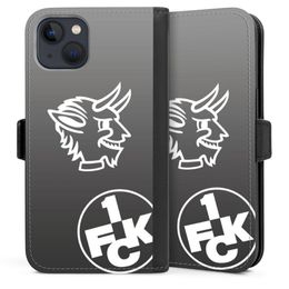 DeinDesign iPhone 13 Handy Klapph&uuml;lle Handyh&uuml;lle aus Kunst Leder schwarz Flip Case Logo 1. Fck 1. Fc Kaiserslautern Sideflip mit Lasche
