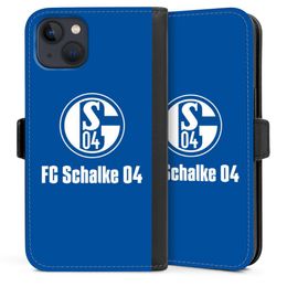 DeinDesign iPhone 13 Handy Klapph&uuml;lle Handyh&uuml;lle aus Kunst Leder schwarz Flip Case Fc Schalke 04 Official Licensed Product Logo Sideflip mit Lasche