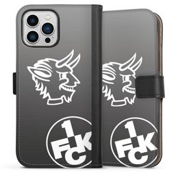 DeinDesign iPhone 13 Pro Max Handy Klapph&uuml;lle Handyh&uuml;lle aus Kunst Leder schwarz Flip Case Logo 1. Fck 1. Fc Kaiserslautern Sideflip mit langer Lasche