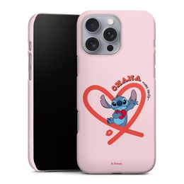 DeinDesign iPhone 16 Pro Max Handy Premium Case Smartphone Handyh&uuml;lle Schutzh&uuml;lle gl&auml;nzend Heart Lilo & Stitch Disney Premium Case