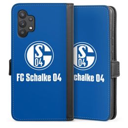 DeinDesign Galaxy A32 4G Handy Klapph&uuml;lle Handyh&uuml;lle aus Kunst Leder schwarz Flip Case Fc Schalke 04 Official Licensed Product Logo Sideflip mit Lasche