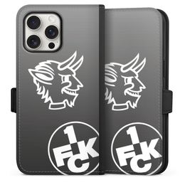 DeinDesign iPhone 15 Pro Max Handy Klapph&uuml;lle Handyh&uuml;lle aus Kunst Leder schwarz Flip Case Logo 1. Fck 1. Fc Kaiserslautern Sideflip mit Lasche