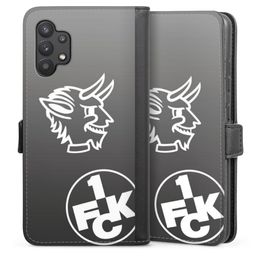DeinDesign Galaxy A32 4G Handy Klapph&uuml;lle Handyh&uuml;lle aus Kunst Leder schwarz Flip Case Logo 1. Fck 1. Fc Kaiserslautern Sideflip mit Lasche