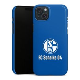 DeinDesign iPhone 15 Plus Handy Premium Case Smartphone Handyh&uuml;lle Schutzh&uuml;lle gl&auml;nzend Fc Schalke 04 Official Licensed Product Logo Premium Case