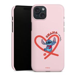 DeinDesign iPhone 15 Plus Handy Premium Case Smartphone Handyh&uuml;lle Schutzh&uuml;lle gl&auml;nzend Heart Lilo & Stitch Disney Premium Case
