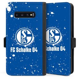 DeinDesign Galaxy S10 Plus Handy Klapph&uuml;lle Handyh&uuml;lle aus Kunst Leder schwarz Flip Case S04 Fc Schalke 04 Logo Sideflip mit Lasche