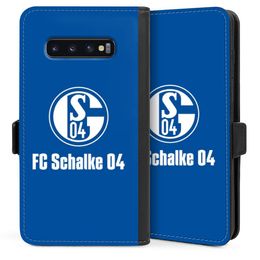 DeinDesign Galaxy S10 Plus Handy Klapph&uuml;lle Handyh&uuml;lle aus Kunst Leder schwarz Flip Case Fc Schalke 04 Official Licensed Product Logo Sideflip mit Lasche