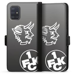 DeinDesign Galaxy A51 Handy Klapph&uuml;lle Handyh&uuml;lle aus Kunst Leder schwarz Flip Case Logo 1. Fck 1. Fc Kaiserslautern Sideflip mit Lasche