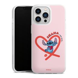 DeinDesign iPhone 13 Pro Handy Silikon H&uuml;lle Case wei&szlig; Handyh&uuml;lle Heart Lilo & Stitch Disney Silikon Case