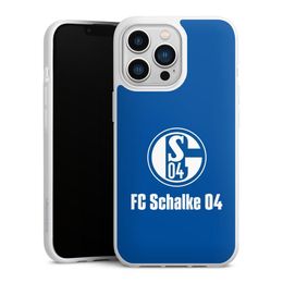 DeinDesign iPhone 13 Pro Handy Silikon H&uuml;lle Case wei&szlig; Handyh&uuml;lle Fc Schalke 04 Official Licensed Product Logo Silikon Case