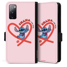 DeinDesign Galaxy S20 Handy Klapph&uuml;lle Handyh&uuml;lle aus Kunst Leder schwarz Flip Case Heart Lilo & Stitch Disney Sideflip mit Lasche