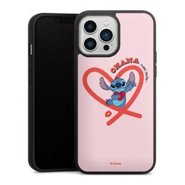 DeinDesign iPhone 13 Pro Max Handy Premium Silikon H&uuml;lle Handyh&uuml;lle schwarz Case Heart Lilo & Stitch Disney Silikon Premium Case