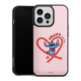 DeinDesign iPhone 13 Pro Handy Premium Silikon H&uuml;lle Handyh&uuml;lle schwarz Case Heart Lilo & Stitch Disney Silikon Premium Case