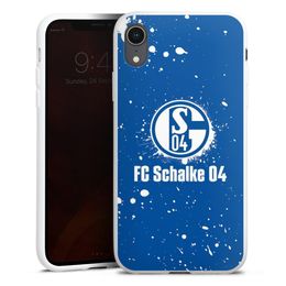 DeinDesign iPhone Xr Handy Silikon H&uuml;lle Case wei&szlig; Handyh&uuml;lle S04 Fc Schalke 04 Logo Silikon Case