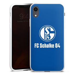 DeinDesign iPhone Xr Handy Silikon H&uuml;lle Case wei&szlig; Handyh&uuml;lle Fc Schalke 04 Official Licensed Product Logo Silikon Case