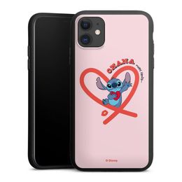 DeinDesign iPhone 11 Handy Premium Silikon H&uuml;lle Handyh&uuml;lle schwarz Case Heart Lilo & Stitch Disney Silikon Premium Case