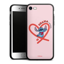 DeinDesign iPhone SE (2020) Handy Premium Silikon H&uuml;lle Handyh&uuml;lle schwarz Case Lilo & Stitch Heart Disney Silikon Premium Case