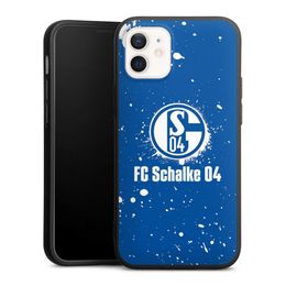 DeinDesign iPhone 12 mini Handy Premium Silikon H&uuml;lle Handyh&uuml;lle schwarz Case S04 Fc Schalke 04 Logo Silikon Premium Case