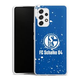 DeinDesign Galaxy A53 5G Handy Silikon H&uuml;lle Case wei&szlig; Handyh&uuml;lle Logo Fc Schalke 04 S04 Silikon Case