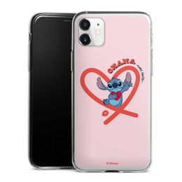 DeinDesign iPhone 11 Handy Slim Case Silikon Handyh&uuml;lle transparent H&uuml;lle extra d&uuml;nn Heart Lilo & Stitch Disney Silikon Slim Case
