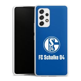 DeinDesign Galaxy A53 5G Handy Silikon H&uuml;lle Case wei&szlig; Handyh&uuml;lle Official Licensed Product Logo Fc Schalke 04 Silikon Case