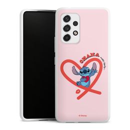 DeinDesign Galaxy A53 5G Handy Silikon H&uuml;lle Case wei&szlig; Handyh&uuml;lle Lilo & Stitch Heart Disney Silikon Case