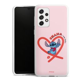 DeinDesign Galaxy A33 5G Handy Silikon H&uuml;lle Case wei&szlig; Handyh&uuml;lle Lilo & Stitch Heart Disney Silikon Case