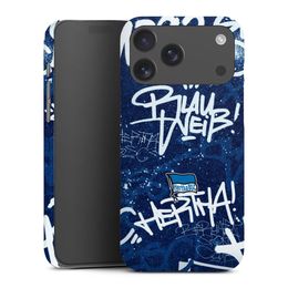 DeinDesign iPhone 17 Pro Max Handy Premium Case Smartphone Handyh&uuml;lle Schutzh&uuml;lle gl&auml;nzend Official Licensed Product Hertha Bsc Graffiti Premium Case