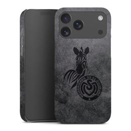 DeinDesign iPhone 17 Pro Max Handy Premium Case Smartphone Handyh&uuml;lle Schutzh&uuml;lle gl&auml;nzend Official Licensed Product Msv Duisburg Zebra Premium Case