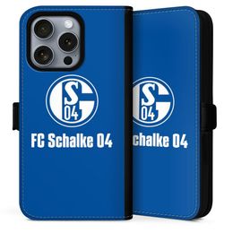 DeinDesign iPhone 16 Pro Max Handy Klapph&uuml;lle Handyh&uuml;lle aus Kunst Leder schwarz Flip Case Fc Schalke 04 Official Licensed Product Logo Sideflip mit Lasche