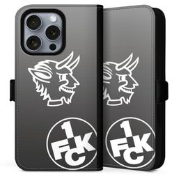 DeinDesign iPhone 16 Pro Max Handy Klapph&uuml;lle Handyh&uuml;lle aus Kunst Leder schwarz Flip Case Logo 1. Fck 1. Fc Kaiserslautern Sideflip mit Lasche