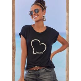 Lascana Damen Kurzarmshirt, schwarz, Gr&ouml;&szlig;e 32/34
