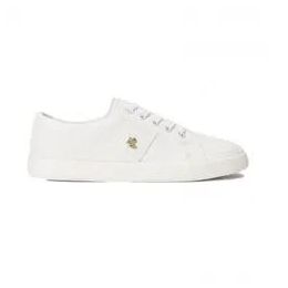 Lauren Ralph Lauren f&uuml;r Damen. 802804598001 Schuhe Janson wei&szlig; (38.5), Stoff, Wohnung, Schn&uuml;rsenkel, L&auml;ssig