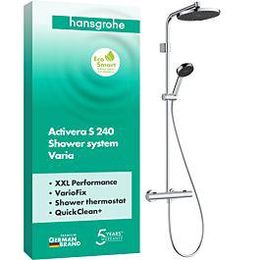 Hansgrohe Activera S Duschsystem 240 28078000 mit Thermostat, 1 Strahlart wassersparend mit Ecostat Fine Varia, 8 l/min, chrom