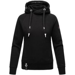 Navahoo Damen Kapuzensweatshirt Hoodie mit Kapuze & Breiten Tunnelzugkordeln Liebesm&auml;uschen