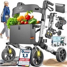Kesser&reg; Leichtgewicht Rollator faltbar mit Sitz, Griff, Tasche, schmal f&uuml;r Senioren Wohnung, Klappbar, H&ouml;henverstellbar, Reflektoren All Gel&auml;nde Reifen Indoor-& Outdoor, Gehhilfe, Laufhilfe