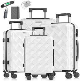Kesser® Reisekoffer Set 4-teilig Kofferset ABS Hartschalenkoffer mit Zahlenschloss, Kofferwaage & Reisebrieftasche 360° Rollen Handgepäck & große Koffer für Business & Reise Trolley