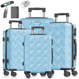 Kesser® Reisekoffer Set 4-teilig Kofferset ABS Hartschalenkoffer mit Zahlenschloss, Kofferwaage & Reisebrieftasche 360° Rollen Handgepäck & große Koffer für Business & Reise Trolley